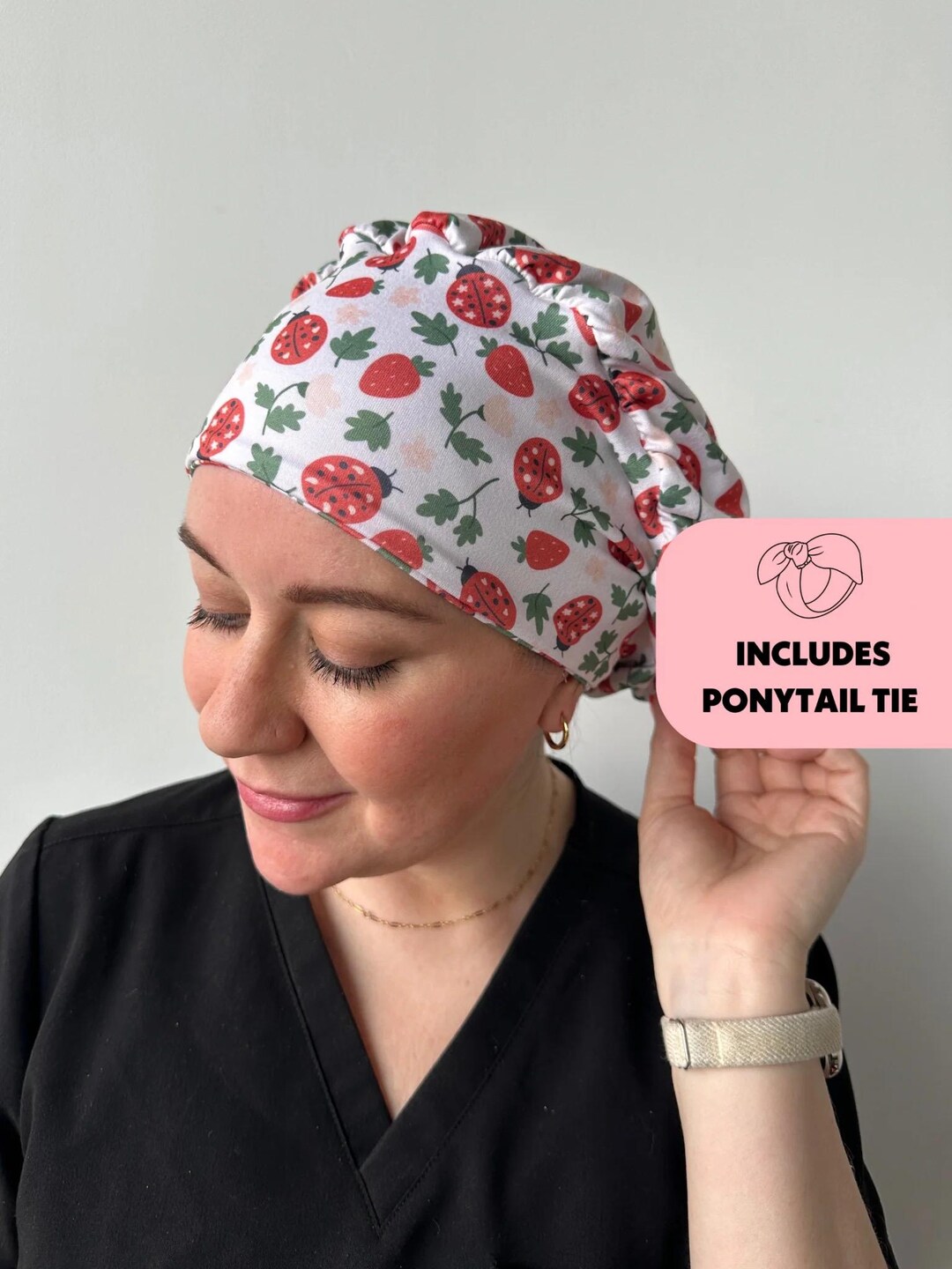 Duostyle Scrub Hat - Ladybugs - Women’s Soft Scrub Cap Ponytail - Etsy
