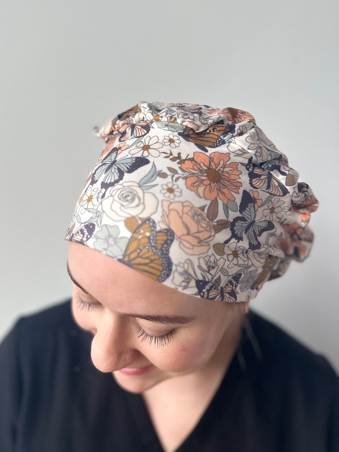 Hello Headband Scrub Hat Floral Butterflies Womens Soft Scrub Cap - Etsy