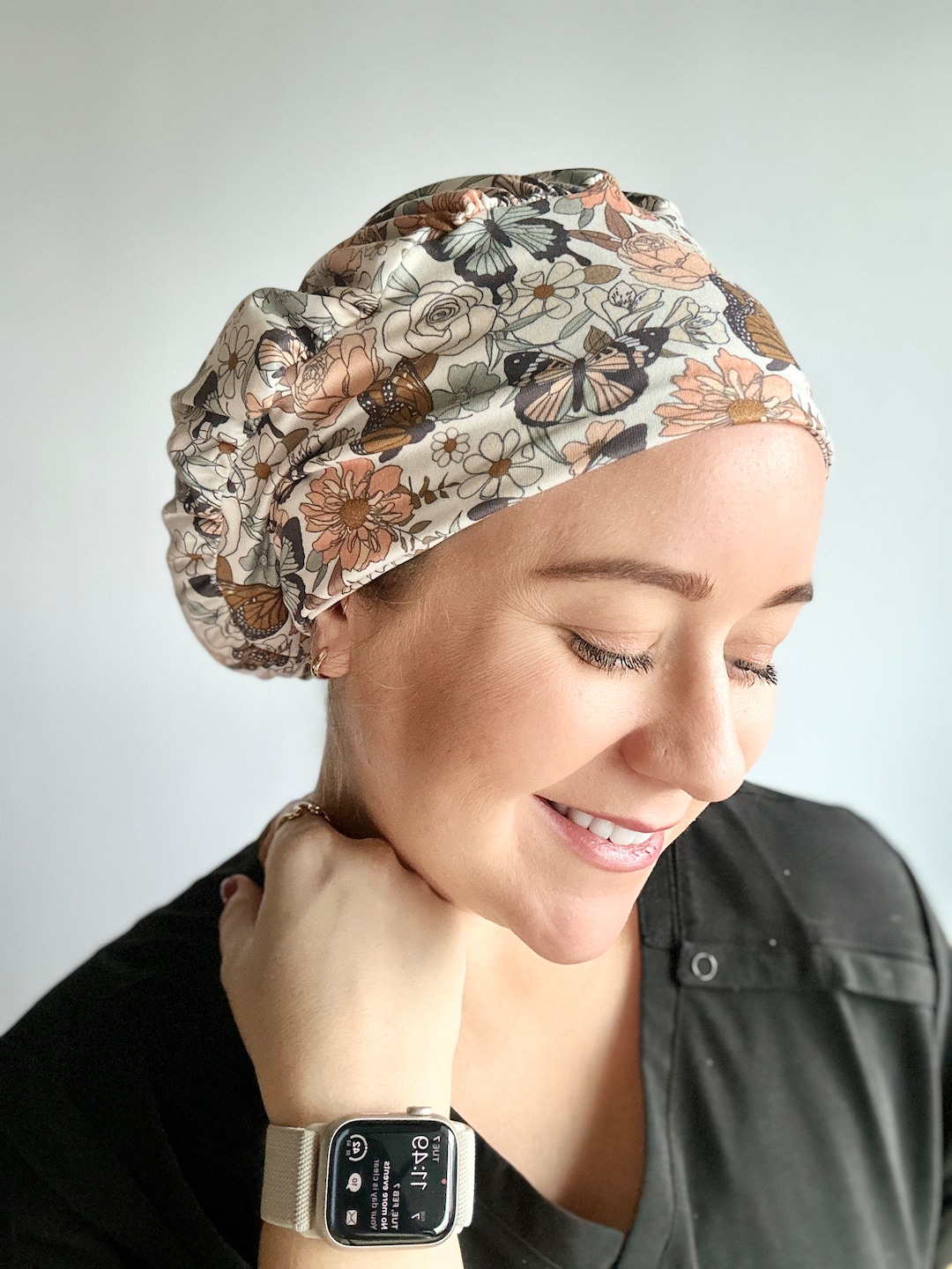 Hello Headband Scrub Hat Floral Butterflies Womens Soft Scrub Cap - Etsy