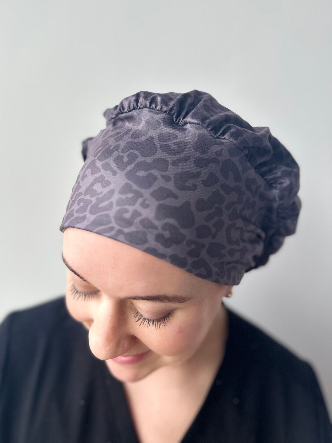 Hello Headband Scrub Hat Onyx Leopard Womens Soft Scrub Cap - Etsy