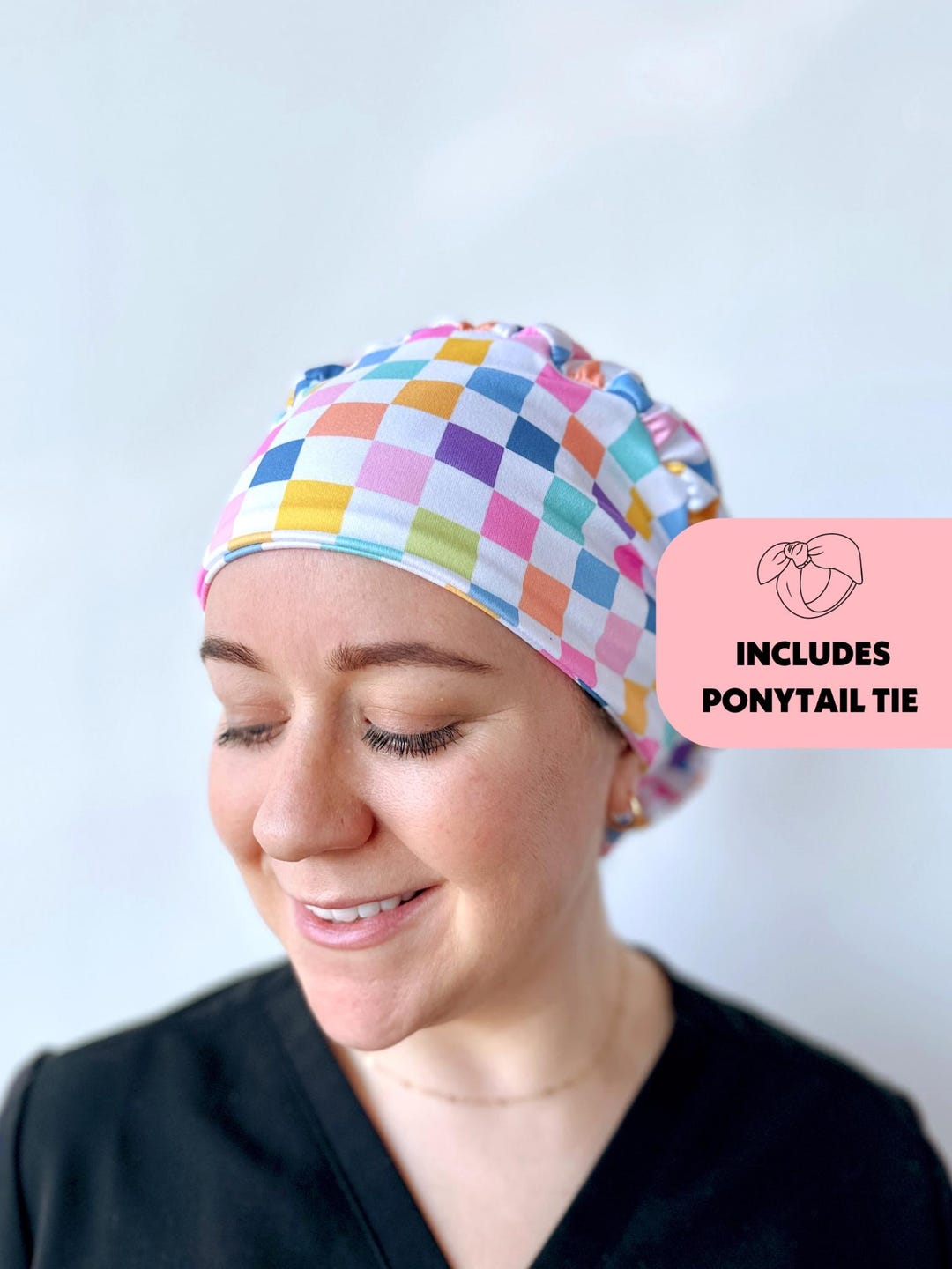 Duostyle Scrub Hat - Bright Checkers - Women’s Soft Scrub Cap - Etsy