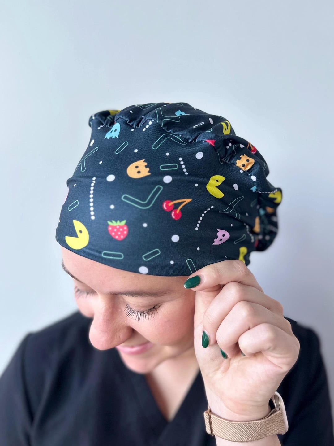 Hello Headband Scrub Hat Pac Man Gaming Womens Soft Scrub Cap - Etsy