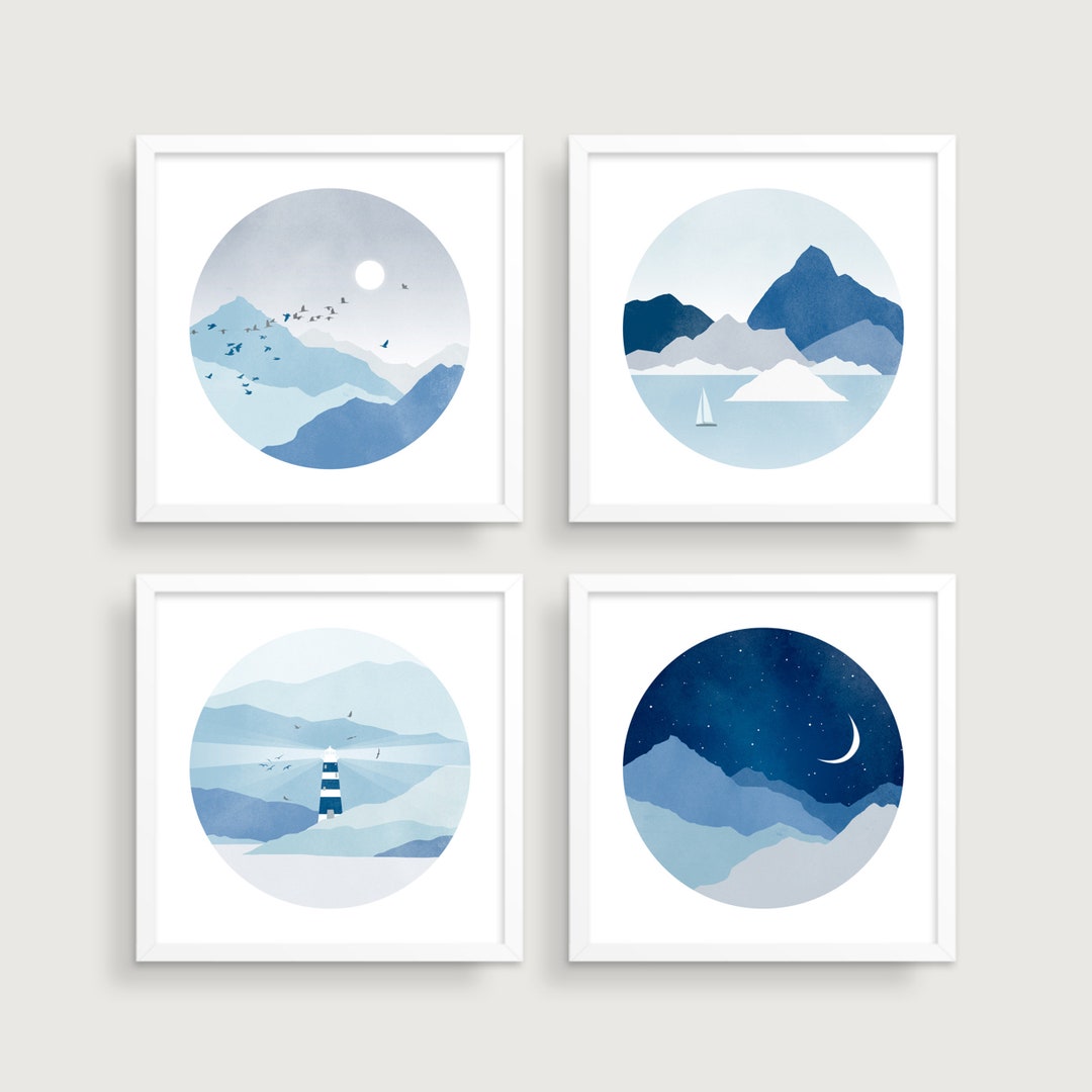 Nautical Wall Art, Set of 4 Prints, Nautical Nursery Wall Decor ...