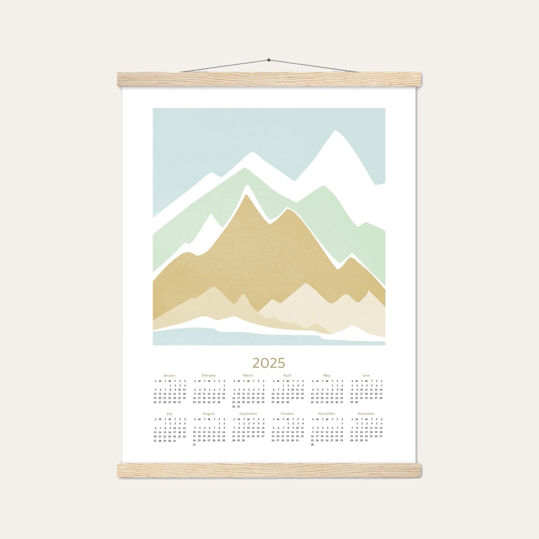 2025 Wall Calendar, Year at a Glance, Large Calendar With Optional Wood ...