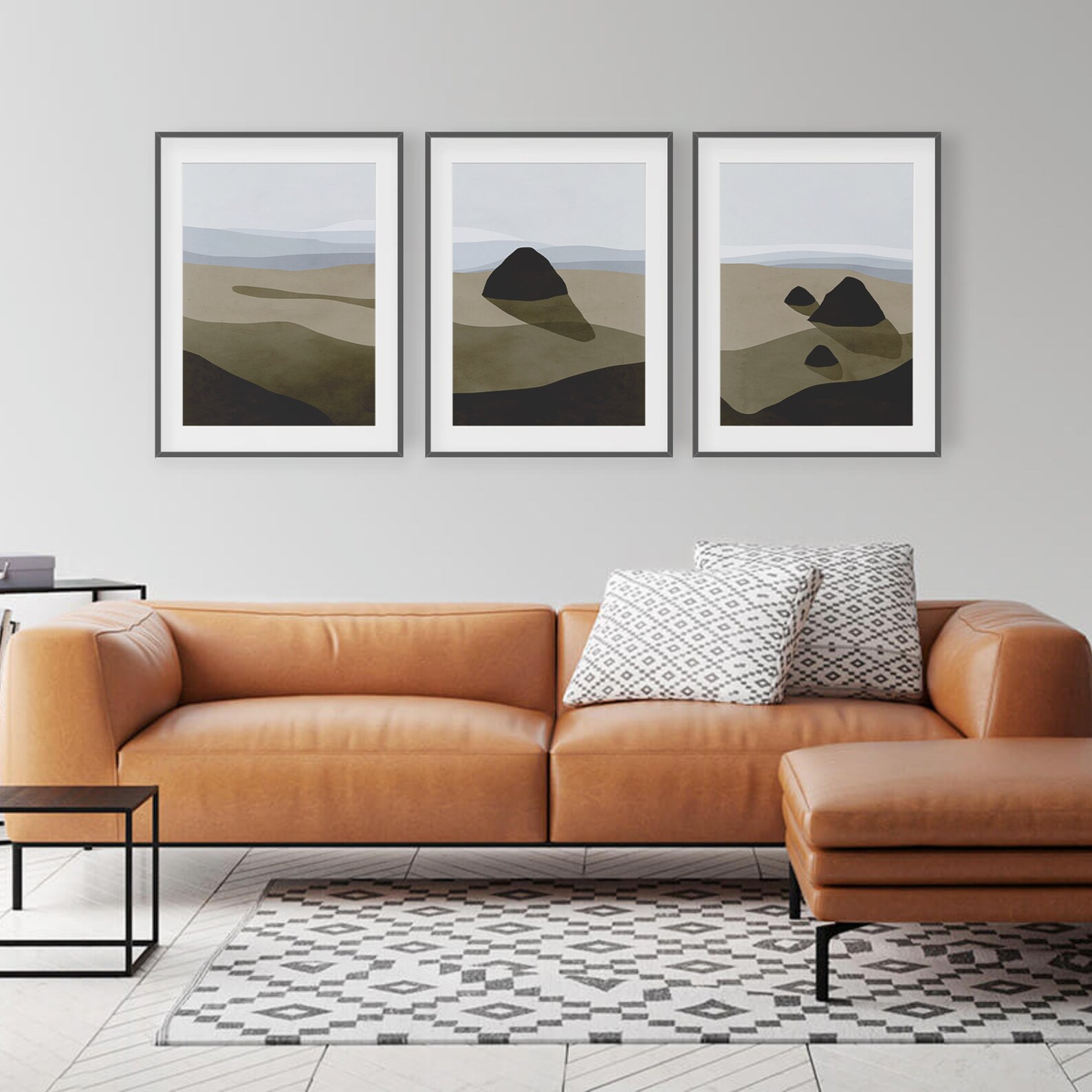 Oregon Beach Abstract Wall Art Print Set of 3 Large Wall | Etsy
