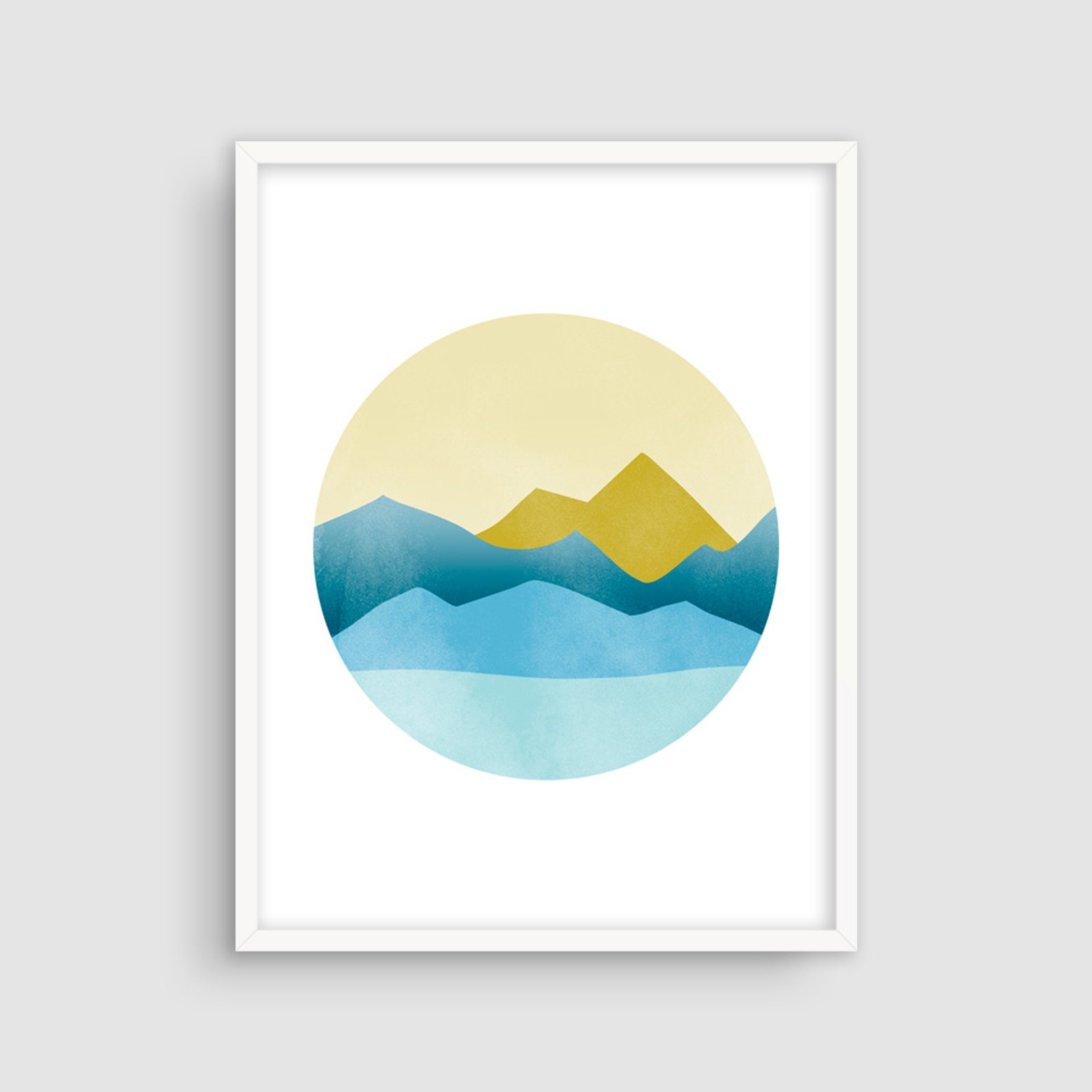 Geometric Mountain Art Print Mid Century Modern Art PNW Art | Etsy