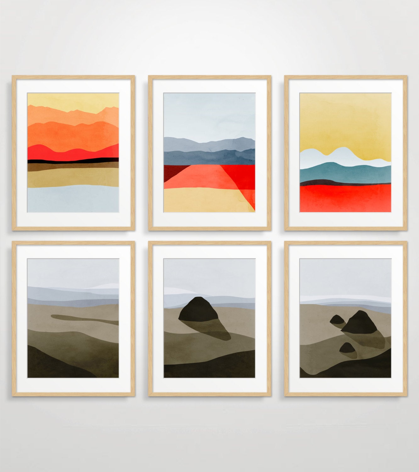 Modern Wall Art Set Mid Century Modern Art Gift for Home | Etsy