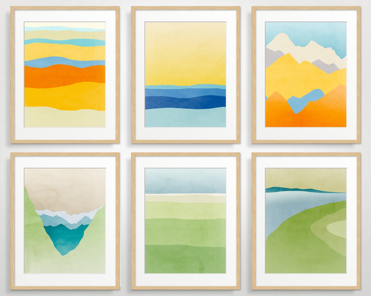 Modern Abstract Art Print Set Abstract Landscapes Living | Etsy