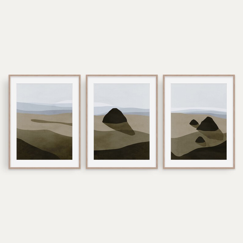 Oregon Beach Abstract Wall Art Print Set of 3 Large Wall | Etsy