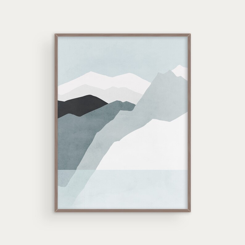 Minimalist Wall Art Abstract Print Mountain Art Gift for | Etsy
