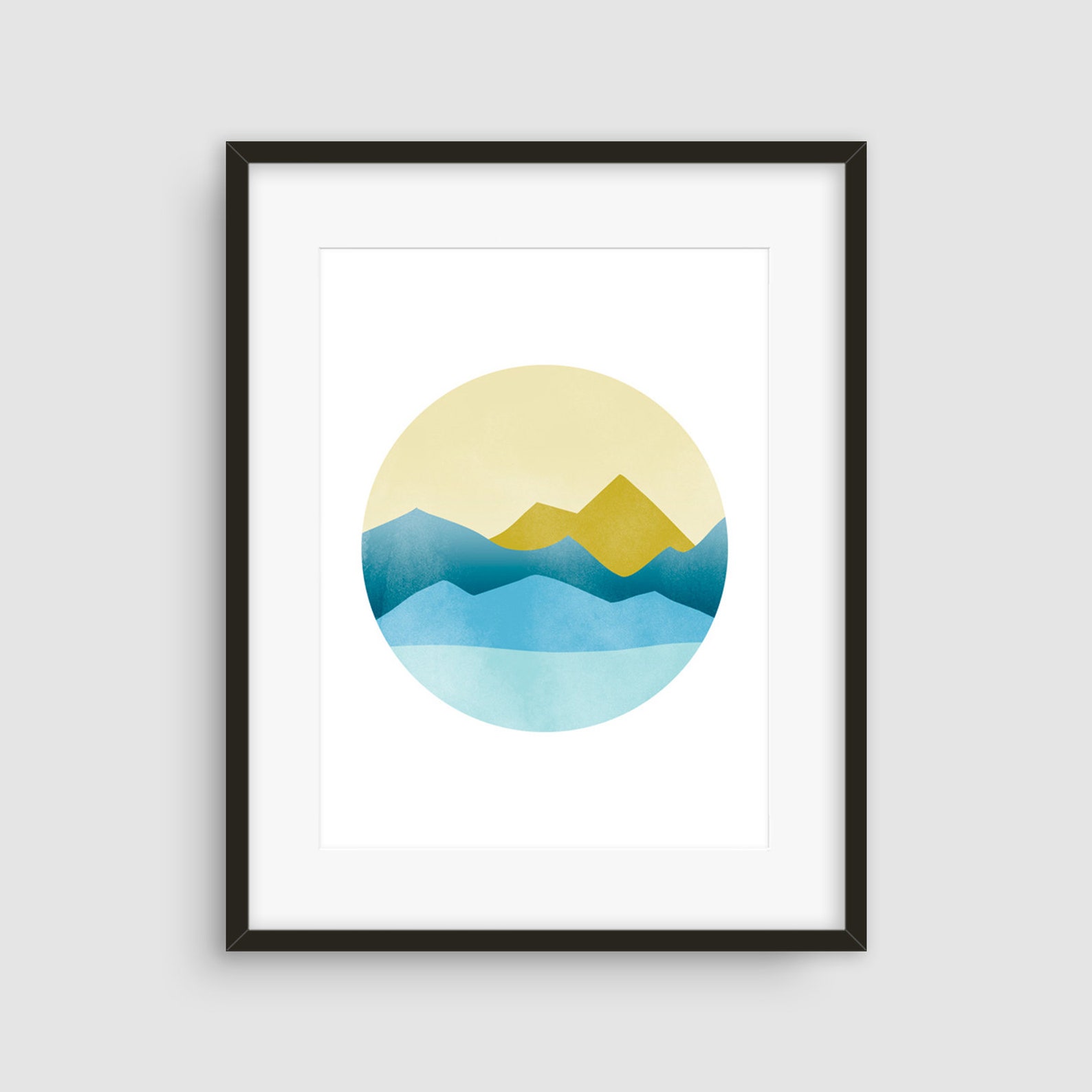 Geometric Mountain Art Print Mid Century Modern Art PNW Art - Etsy