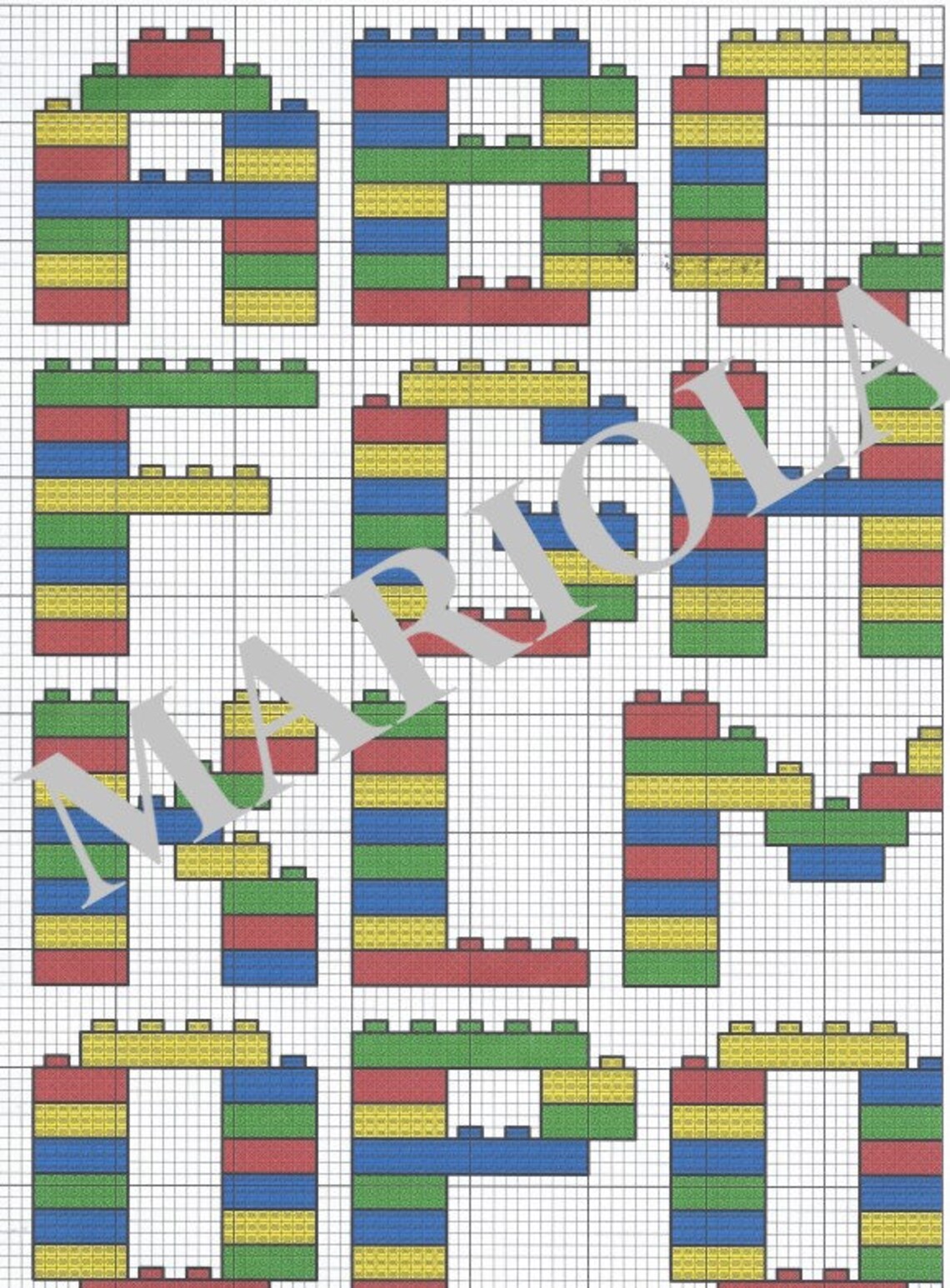 Building Blocks Cross Stitch Pattern, Digital Pattern , for Nameplates ...