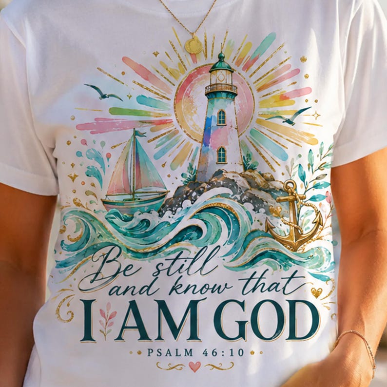 Estampa PNG "Fique em Silêncio", Verão Cristão, Salmo 46:10 para ...