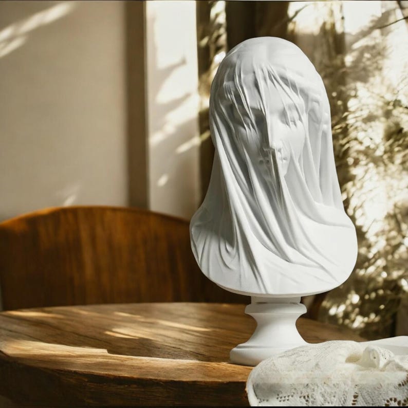 Veiled Lady Bust Greek Statue, Classic Roman Mythology Sculpture ...