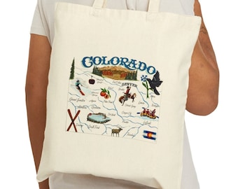 Colorado Canvas Tote Bag, Denver Tote, Colorado State Tote, Ski Tote ...