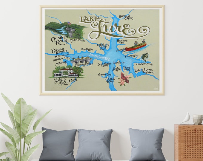 Lake Lure North Carolina, Rustic Barrel End Map Art - Etsy