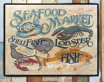 Fish market sign | Etsy