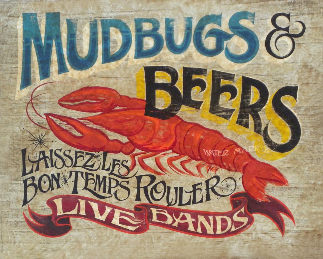 Mudbugs & Beer Print From an Original Hand Painted and Lettered Sign ...