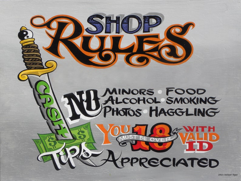 Tattoo Shop Rules Policy Print . Tattoo Parlor Decor Tattoo - Etsy