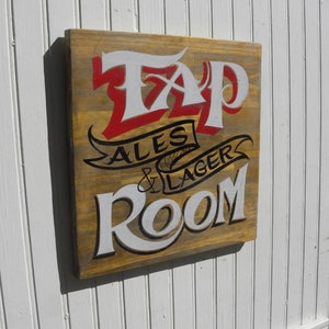 Tap Room Sign Original Wooden Sign. Art, Hand Painted | Bar Decor | Man ...