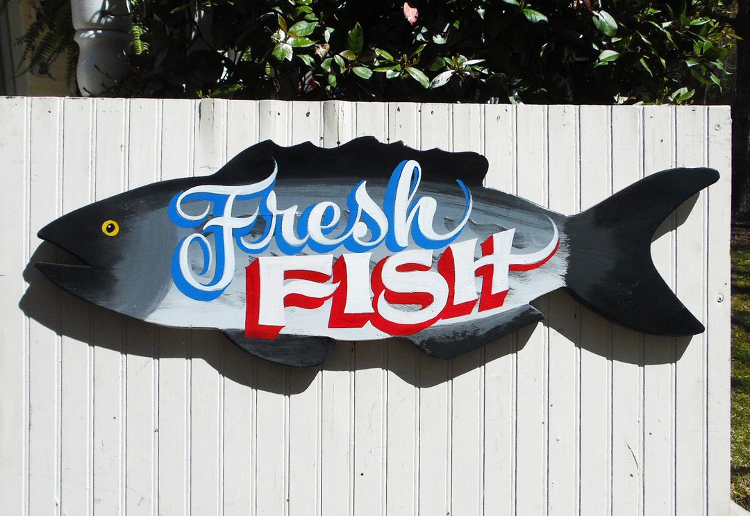 Hand Painted Fresh Fish Sign: Cabin Lake Decor - Etsy