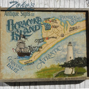 Cape Lookout Lighthouse Hand Painted Sign Original Beach | Etsy