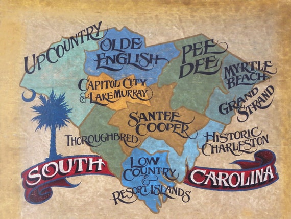 Art Print: South Carolina State Map Print From an Original - Etsy
