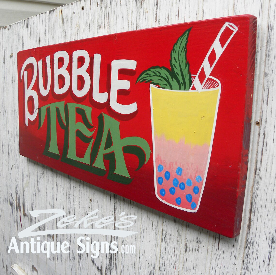 Bubble Tea Sign Hand Painted Wooden Cafe Sign or for Food - Etsy