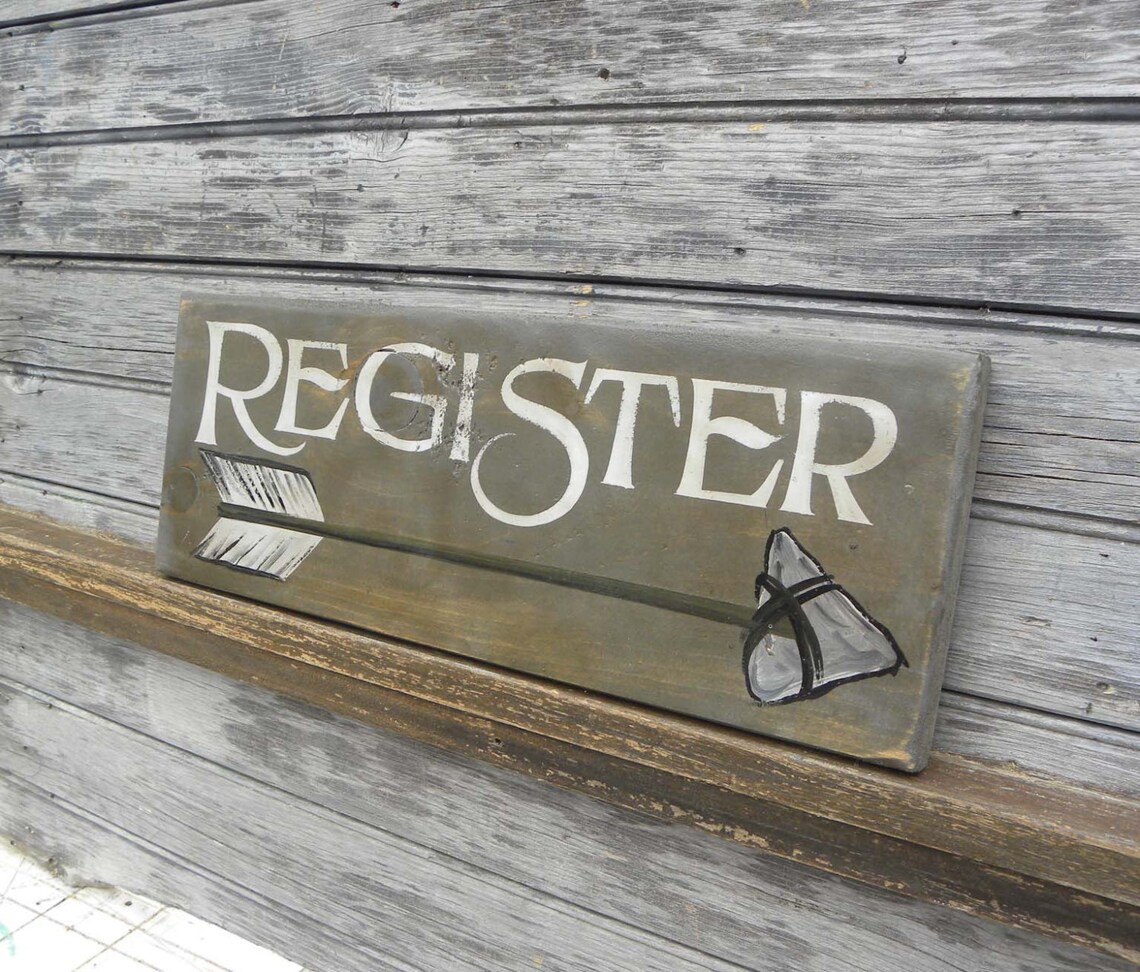 Register Arrow Sign A Wooden Hand Lettered Original Sign. - Etsy