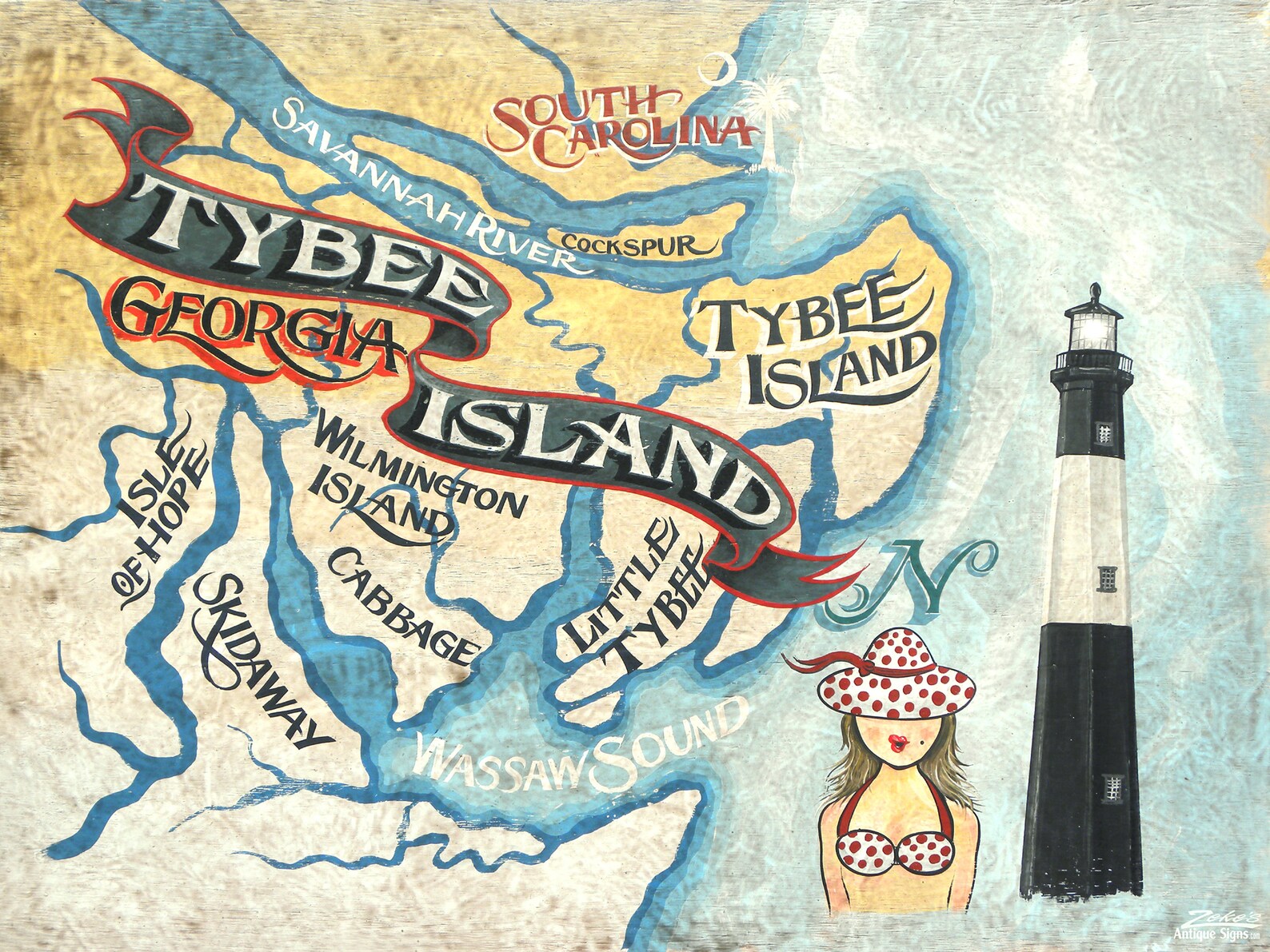 Tybee Island Georgia Beach Map Print. Georgia Art Travel and - Etsy
