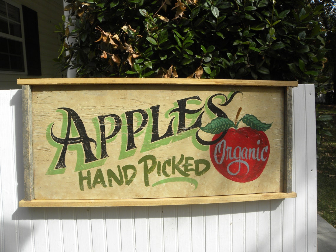 Fresh Apples Sign Hand Painted Wall Decor Kitchen Decor - Etsy