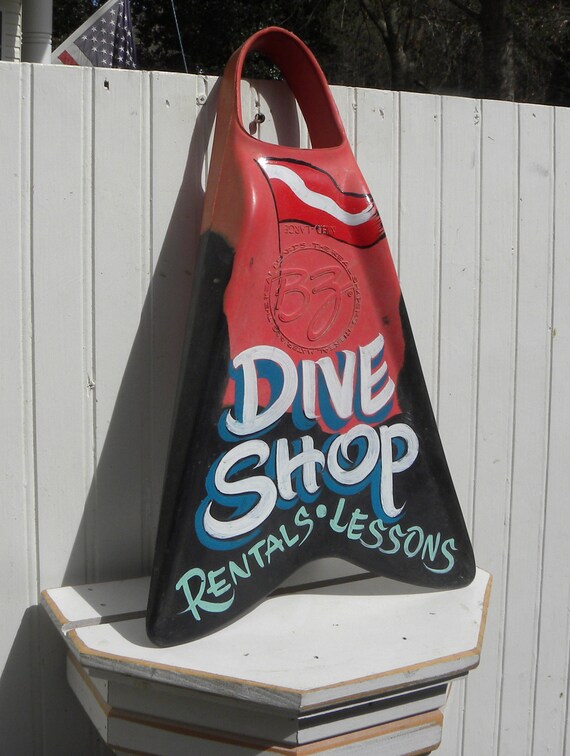 Dive Shop Sign Hand Lettered Sign Original Vintage Diving Fin | Etsy