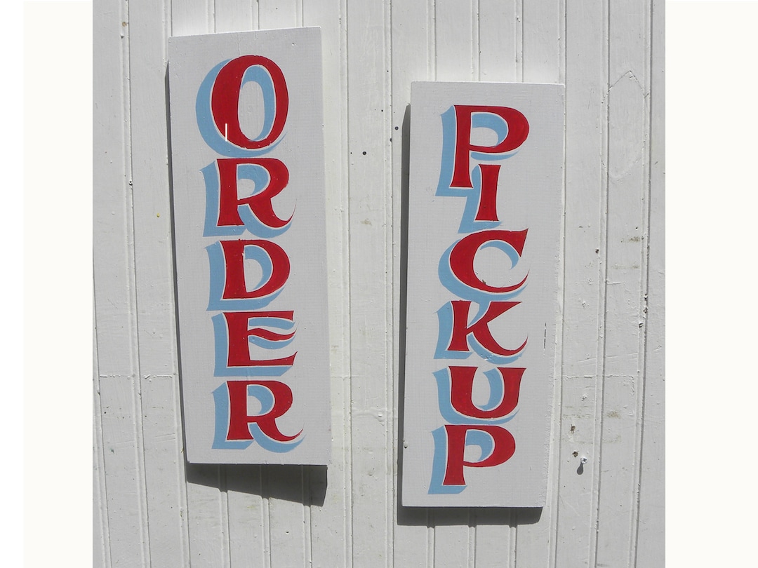 Order Here & Pickup Here Sign Bundle | Hand Painted Original Wooden ...