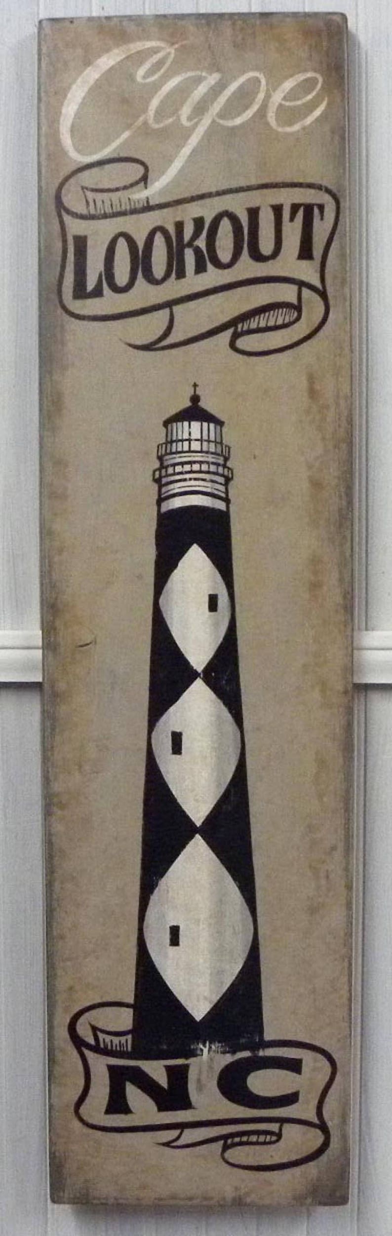 Cape Lookout Lighthouse Hand Painted Sign Original Beach | Etsy