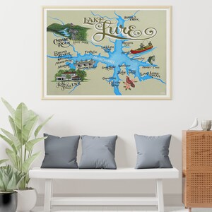 Lake Lure Map Print Lake Lure Wall Decor North Carolina - Etsy