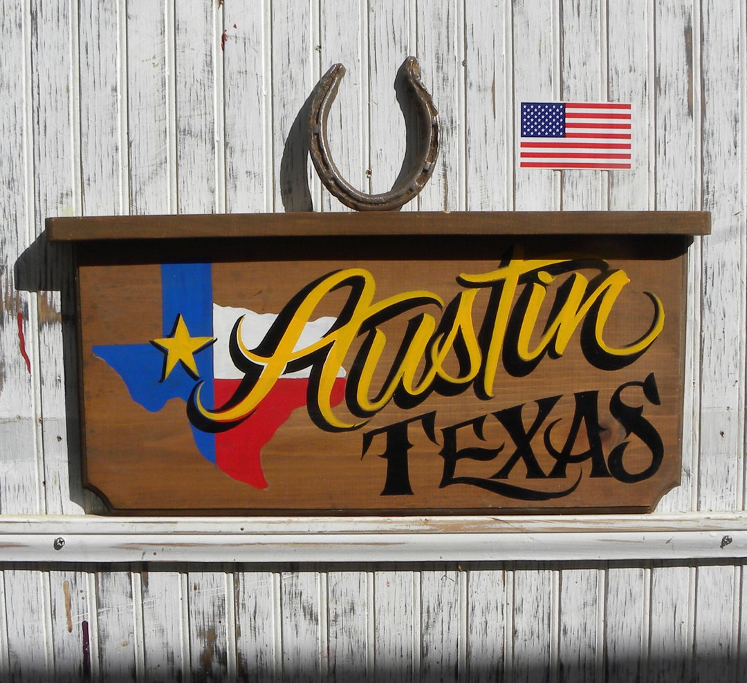 Austin Texas Sign | Original Hand Painted Wooden Sign | Texas Wall ...