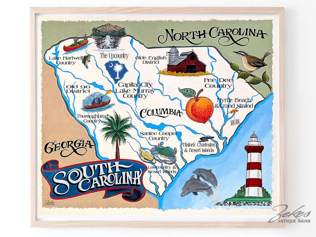 Art Print | South Carolina State Map Print | South Carolina State Art ...
