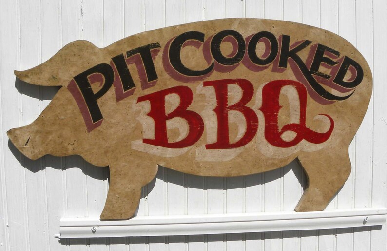 BBQ Pig Cutout Hand Painted Sign Farmhouse Decor Kitchen - Etsy
