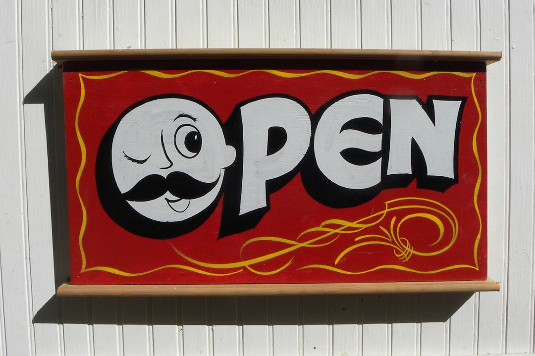 OPEN Sign on Wood. Directional Signs for Restaurant, Food Truck or Deli ...