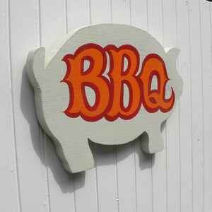 BBQ Pig Shaped Cutout, Hand Painted Sign Great Farmhouse, Kitchen ...