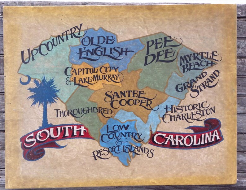 Art Print: South Carolina State Map Print From an Original | Etsy