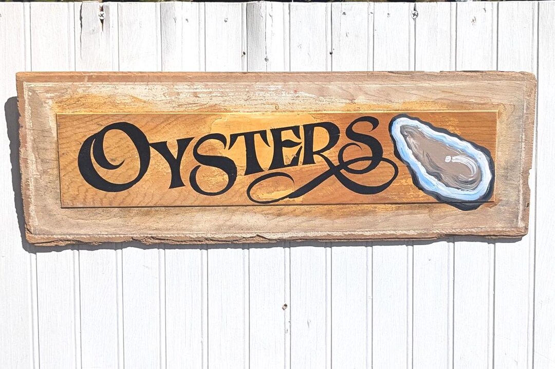 Oyster Bar Sign | Hand Painted and Lettered Sign | Gift | Seafood ...