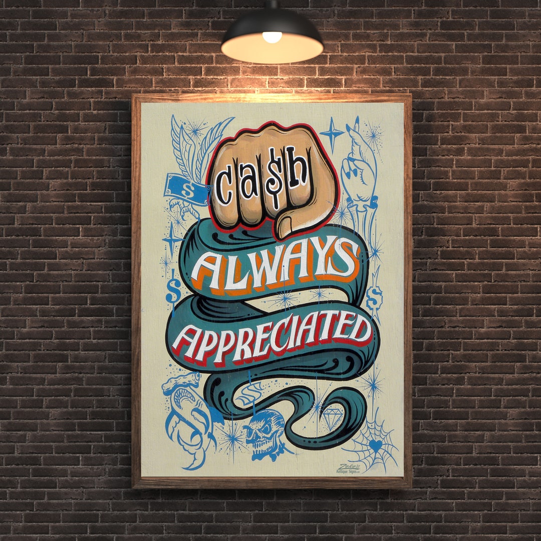 Cash Only Tattoo Shop Policy Print I Tattoo Shop Sign I Tattoo Shop ...