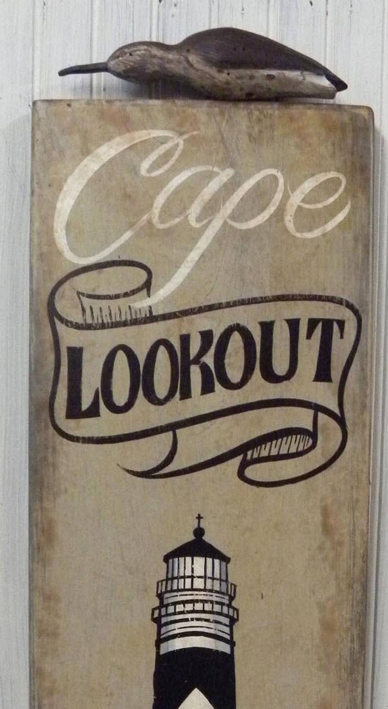 Cape Lookout Lighthouse Hand Painted Sign Original Beach | Etsy