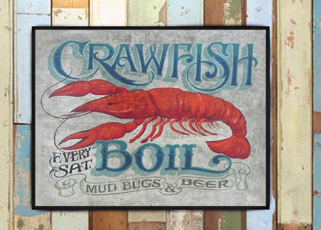 Crawfish Boil Art Print: Louisiana Seafood, Mudbugs & Beer Coastal Art ...