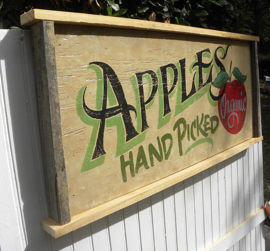 Fresh Apples Sign Hand Painted Wall Decor Kitchen Decor - Etsy