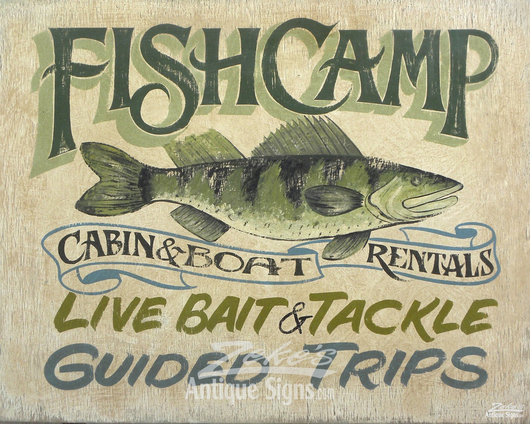 Fish Camp Print . Fishing Art, Man-cave Decor, Makes a Great Gift! Top ...