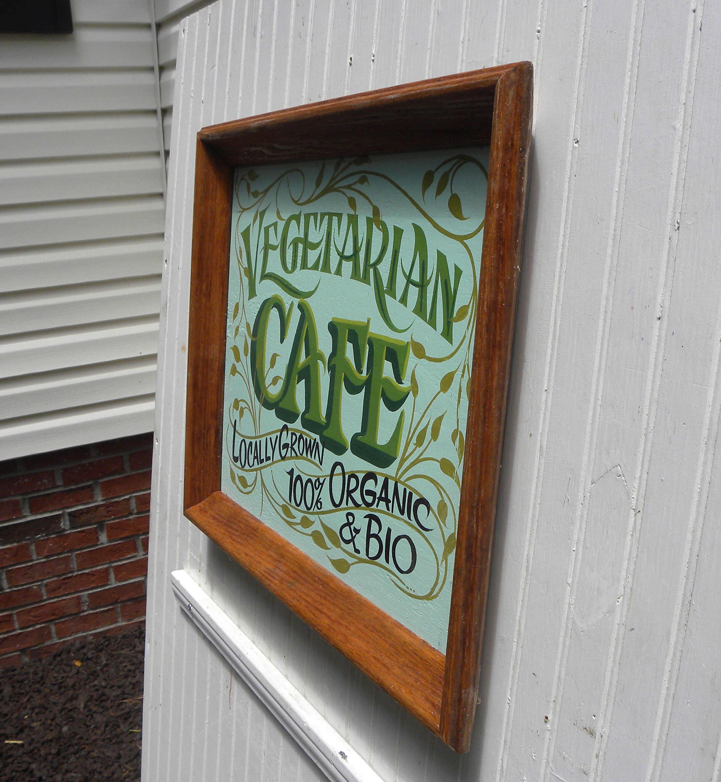 Vegetarian Cafe Sign | Hand Painted Cafe Art | Store | Food Truck Sign ...