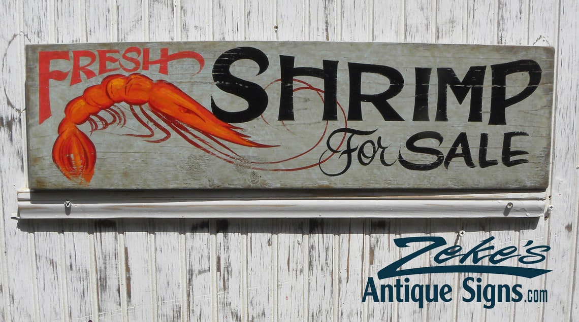 Shrimp Sign Hand Lettered Wooden Sign With Shrimp Art. | Etsy