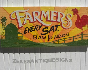 Farmers Market Sign Original Hand Painted Vintage Look Sign | Etsy